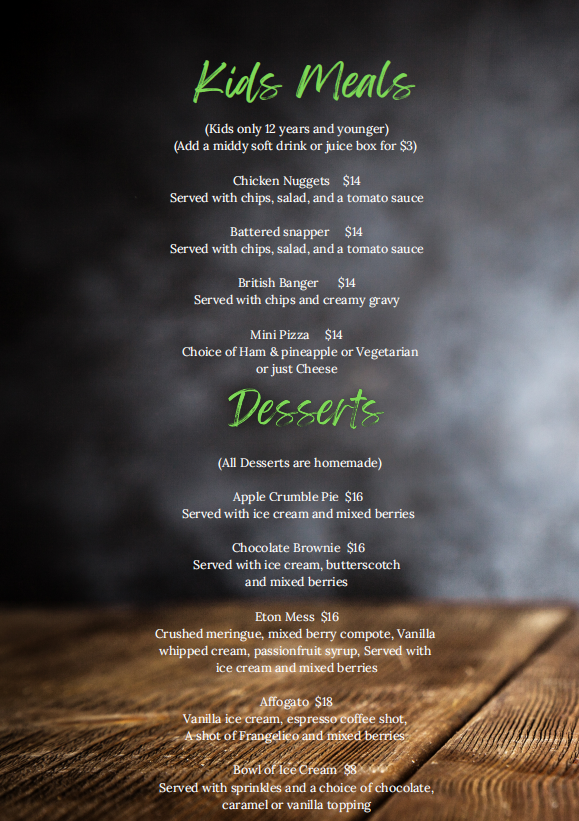 Menu – Wellington Hotel