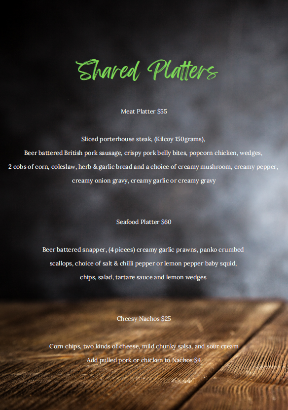 Menu – Wellington Hotel