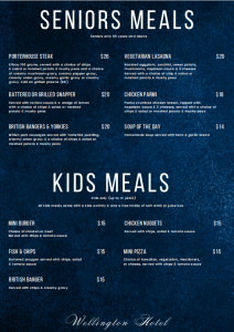 Menu – Wellington Hotel